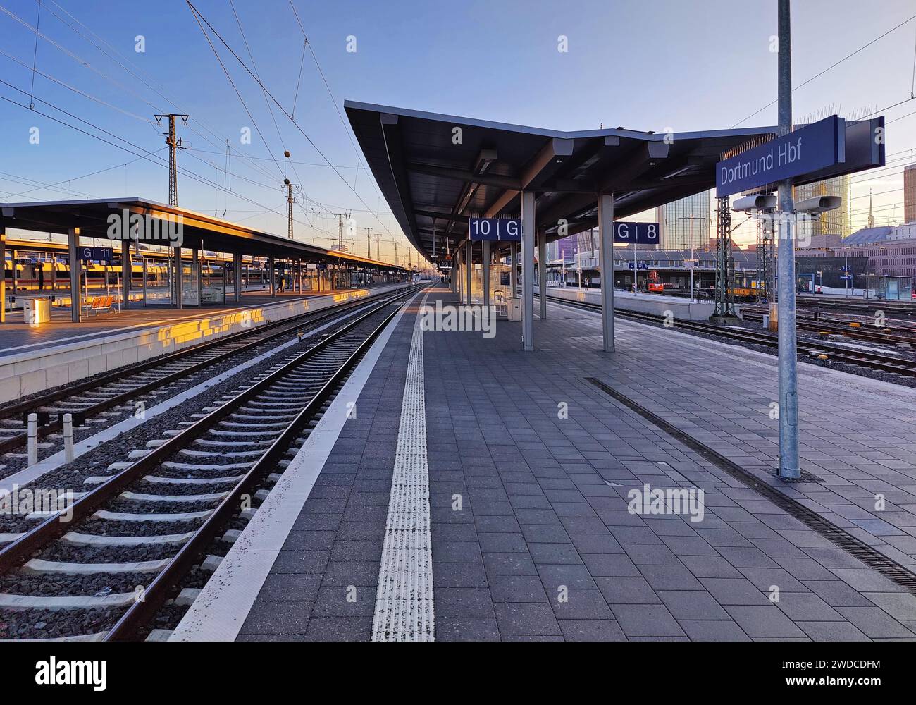 Empty platform on a strike day of the union of German locomotive ...