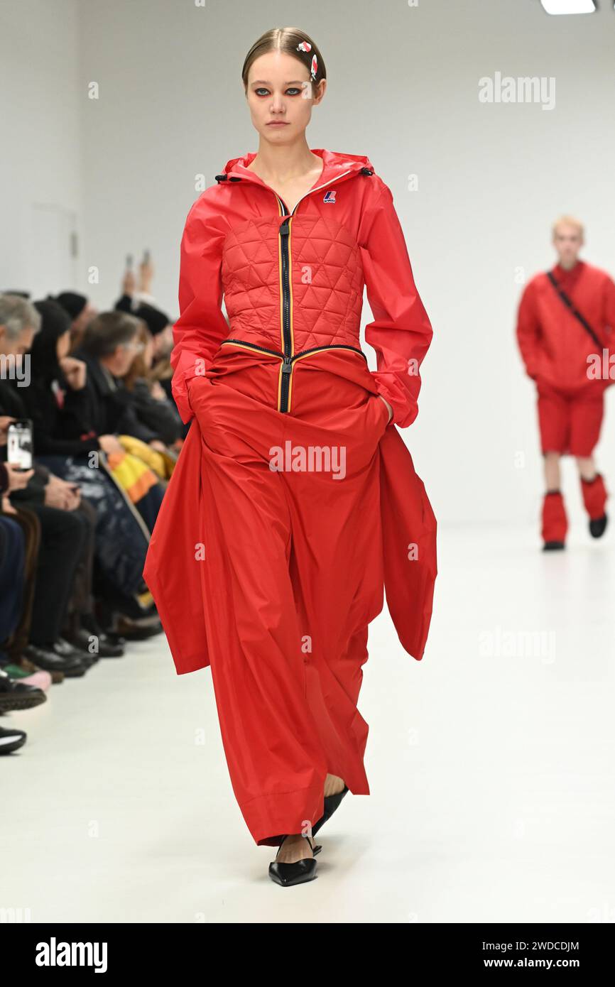 Milan, Italy. 14th Jan, 2024. K-Way fashion show catwalk at Milan ...
