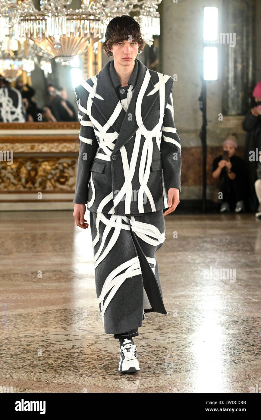 Milan, Italy. 14th Jan, 2024. Pronounce fashion show catwalk at Milan ...