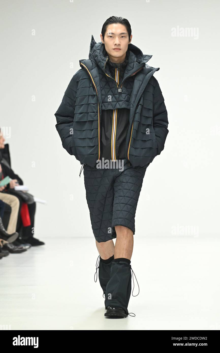 Milan, Italy. 14th Jan, 2024. K-Way fashion show catwalk at Milan ...