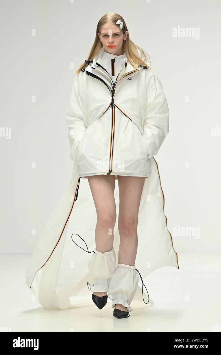 Milan, Italy. 14th Jan, 2024. K-Way fashion show catwalk at Milan ...