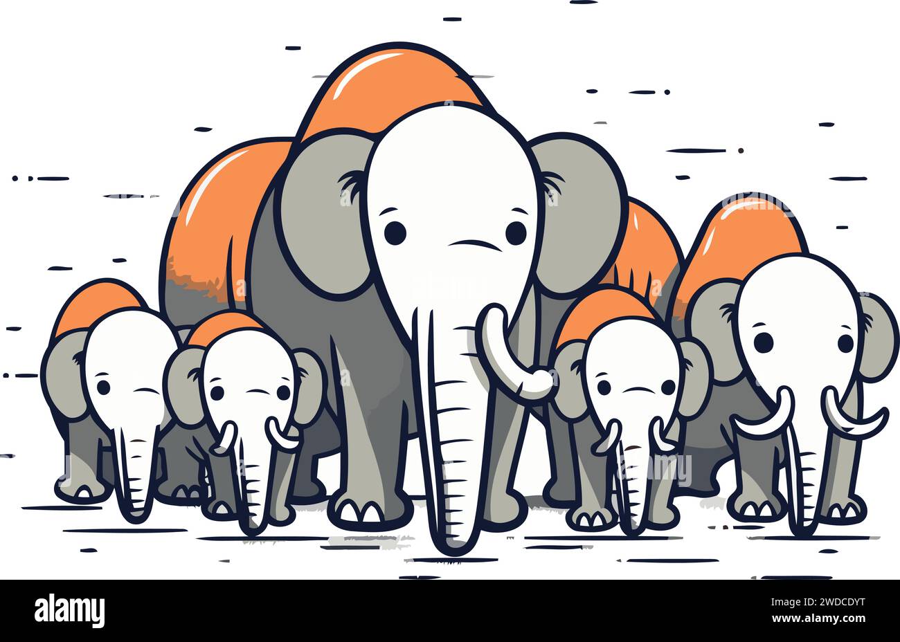 Elephant family group cartoon hi-res stock photography and images - Alamy