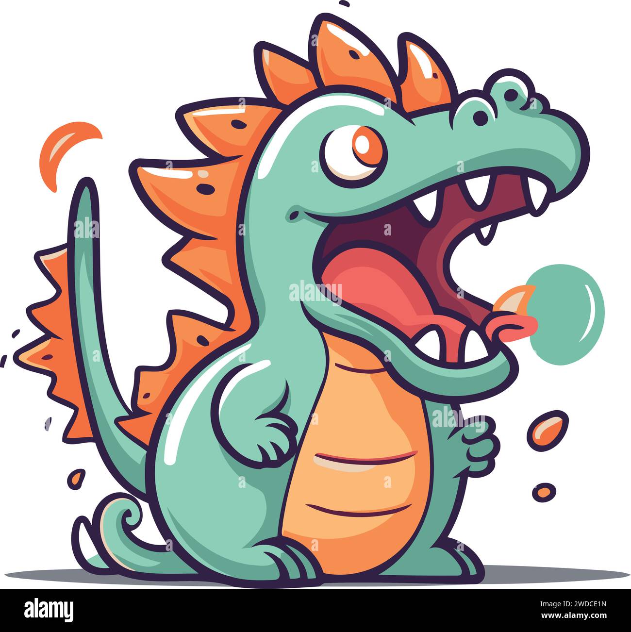 Cartoon funny dragon. Vector illustration of a funny dragon character ...