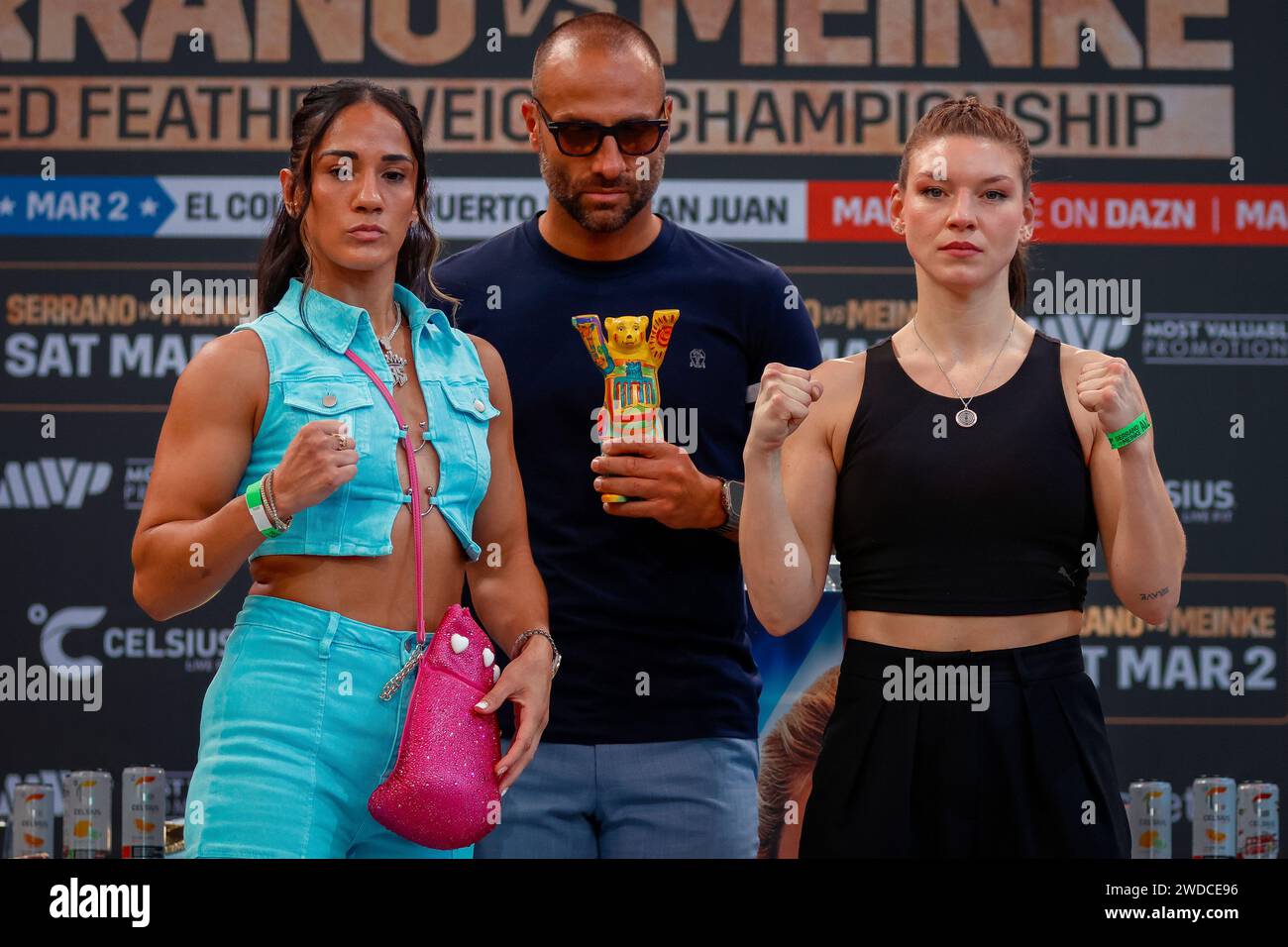 SAN JUAN, PUERTO RICO Amanda Serrano and Nina Meinke face off face to ...
