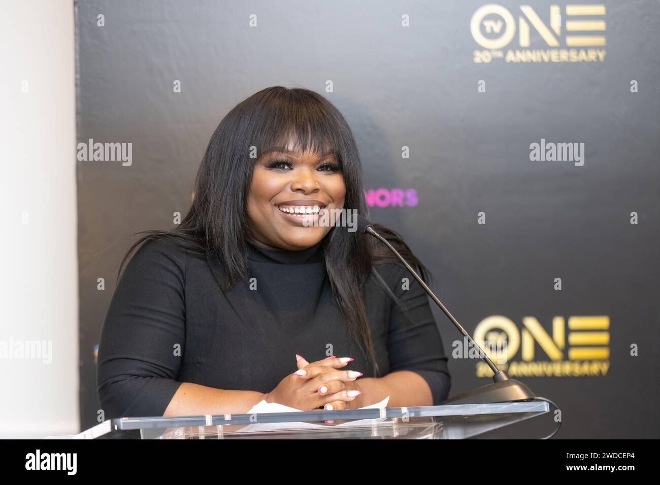 Atlanta, United States. 20th Jan, 2024. Host Dani Canada speaks to the ...