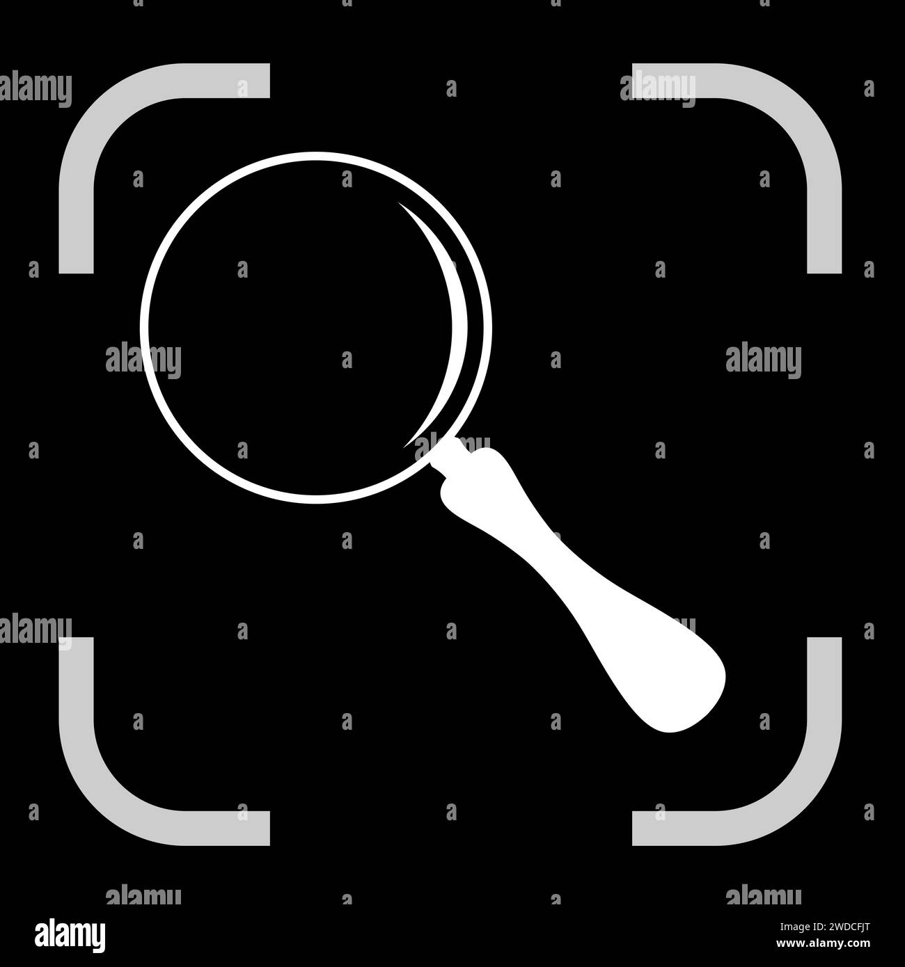 Magnifying glass in frame, illustration on black background Stock Photo ...