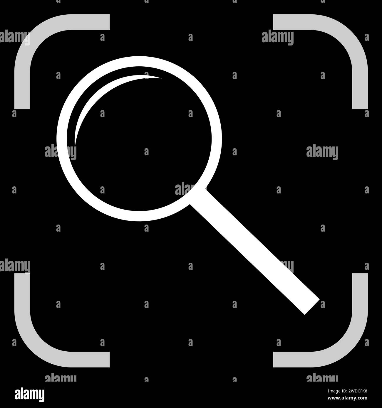 Magnifying glass in frame, illustration on black background Stock Photo ...