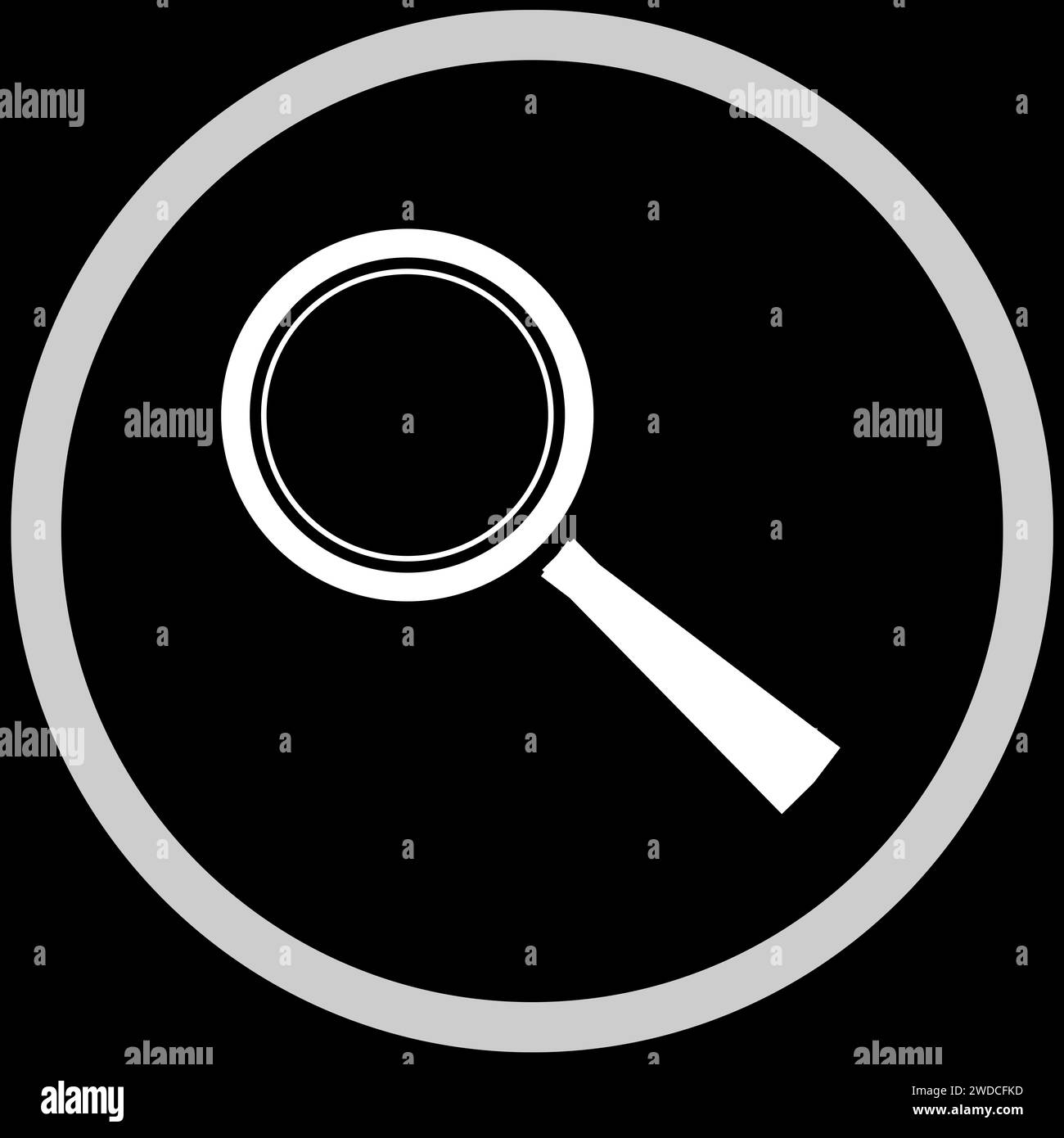 Magnifying glass in frame, illustration on black background Stock Photo ...