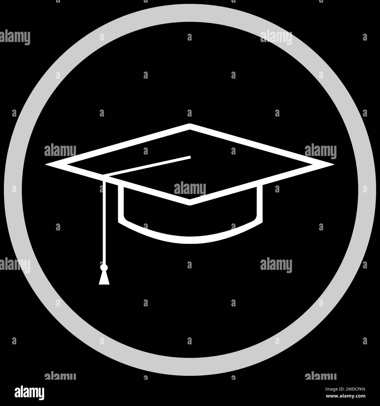 Square academic cap in frame, illustration on black background Stock ...