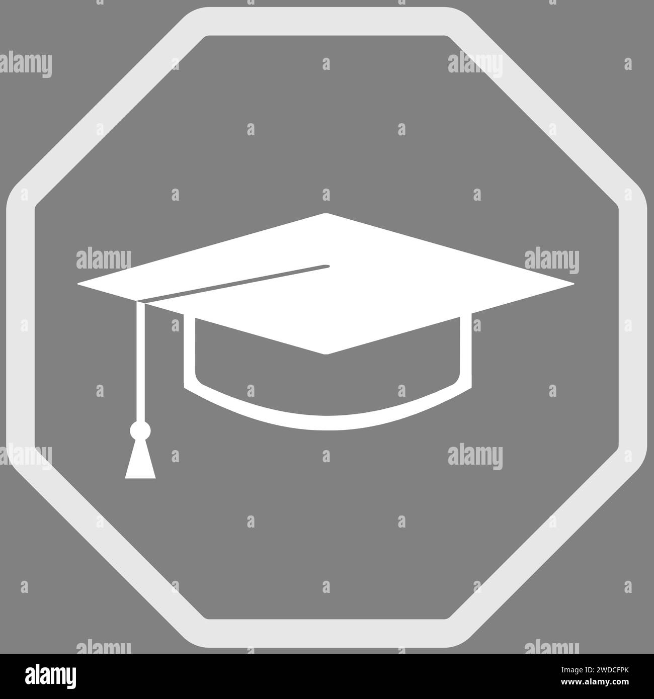 Square academic cap in frame, illustration on grey background Stock ...