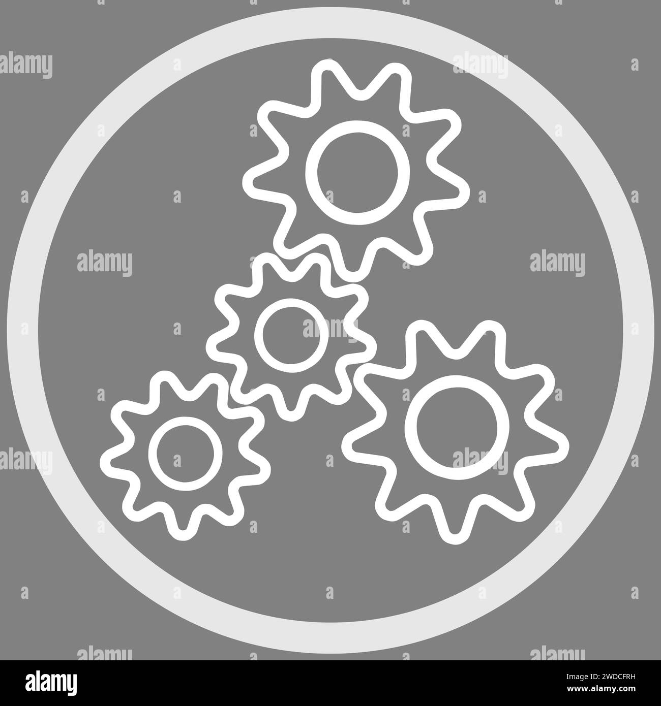 Four cogwheels in frame, illustration on grey background Stock Photo ...