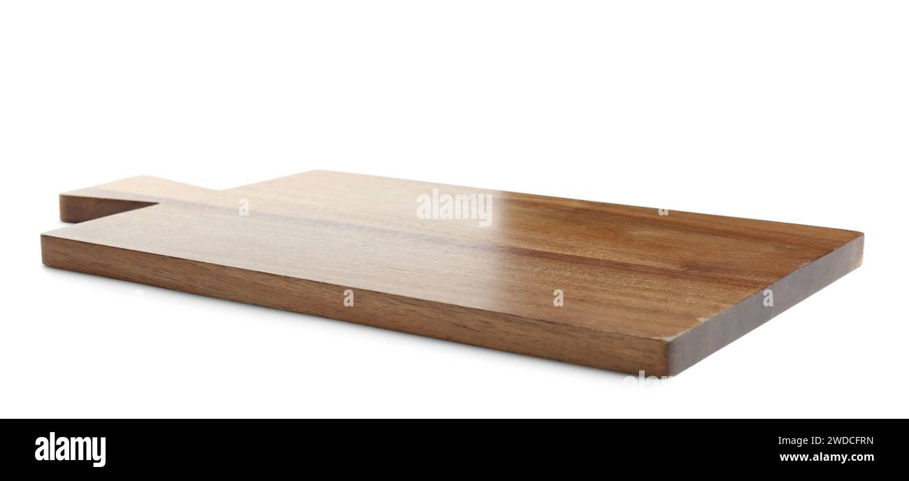 Wooden board isolated on white. Cooking utensil Stock Photo - Alamy