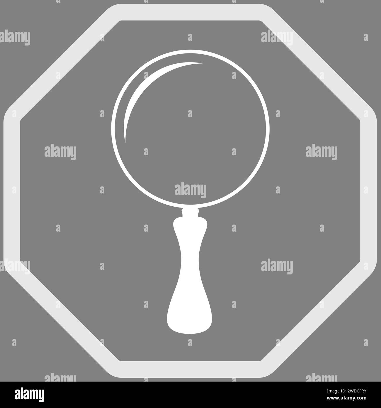 Magnifying glass in frame, illustration on grey background Stock Photo ...