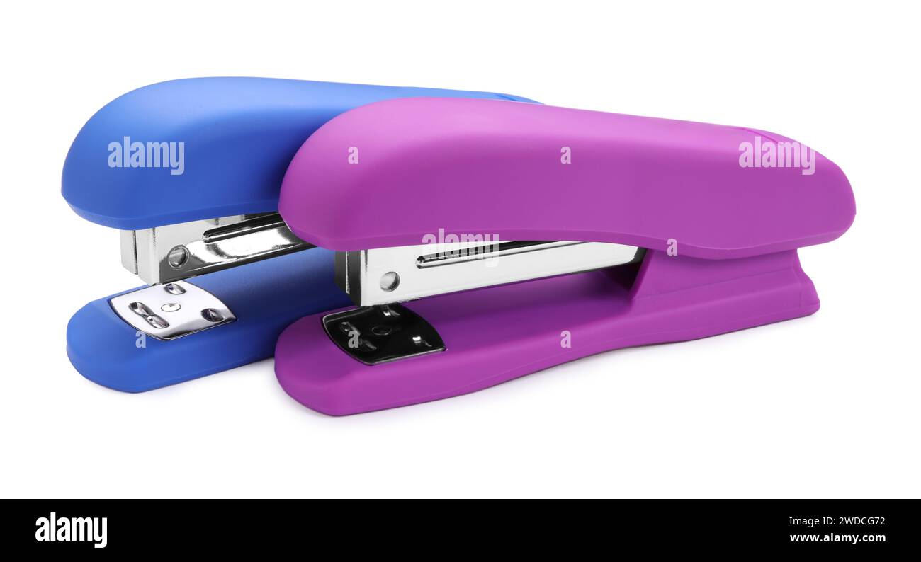 Two new bright staplers isolated on white Stock Photo - Alamy