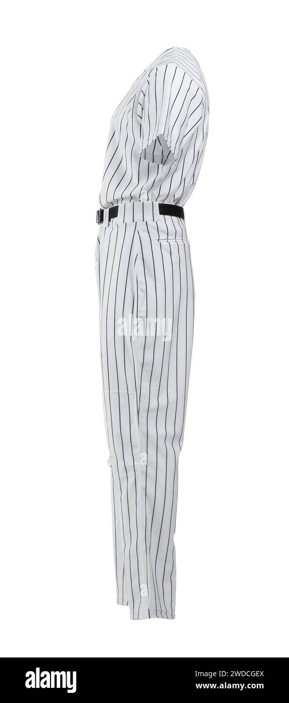 Striped baseball uniform isolated on white, side view Stock Photo - Alamy