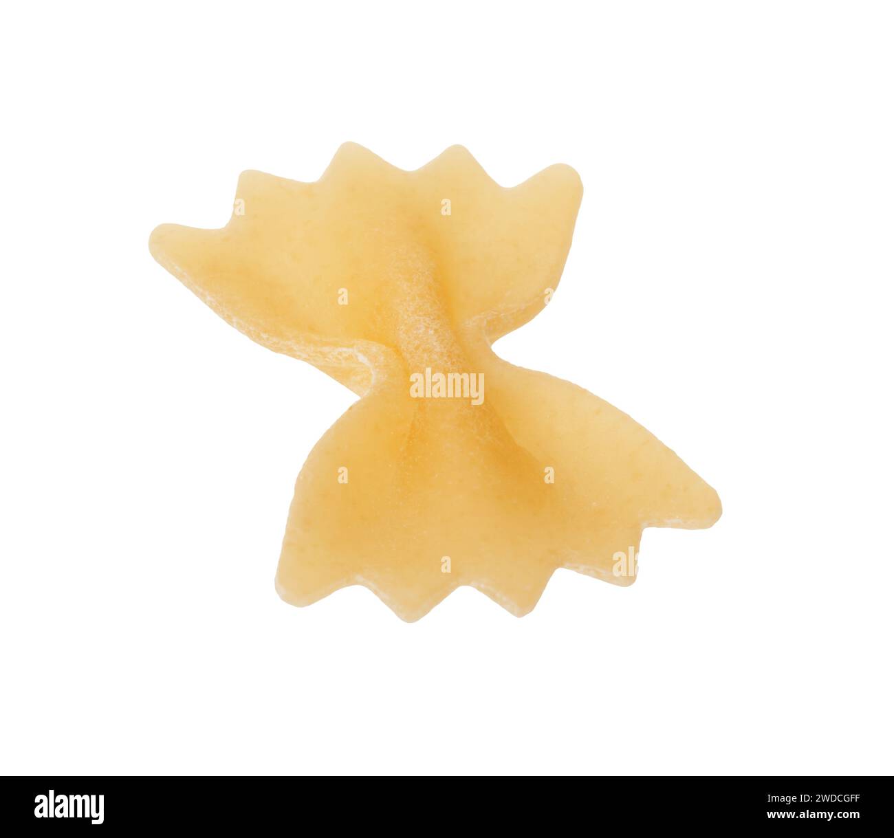 One piece of raw farfalle pasta isolated on white Stock Photo - Alamy