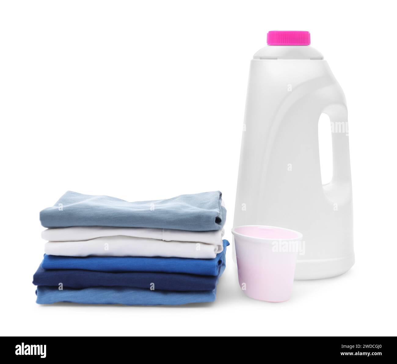 Stack of baby clothes and laundry detergents isolated on white Stock ...