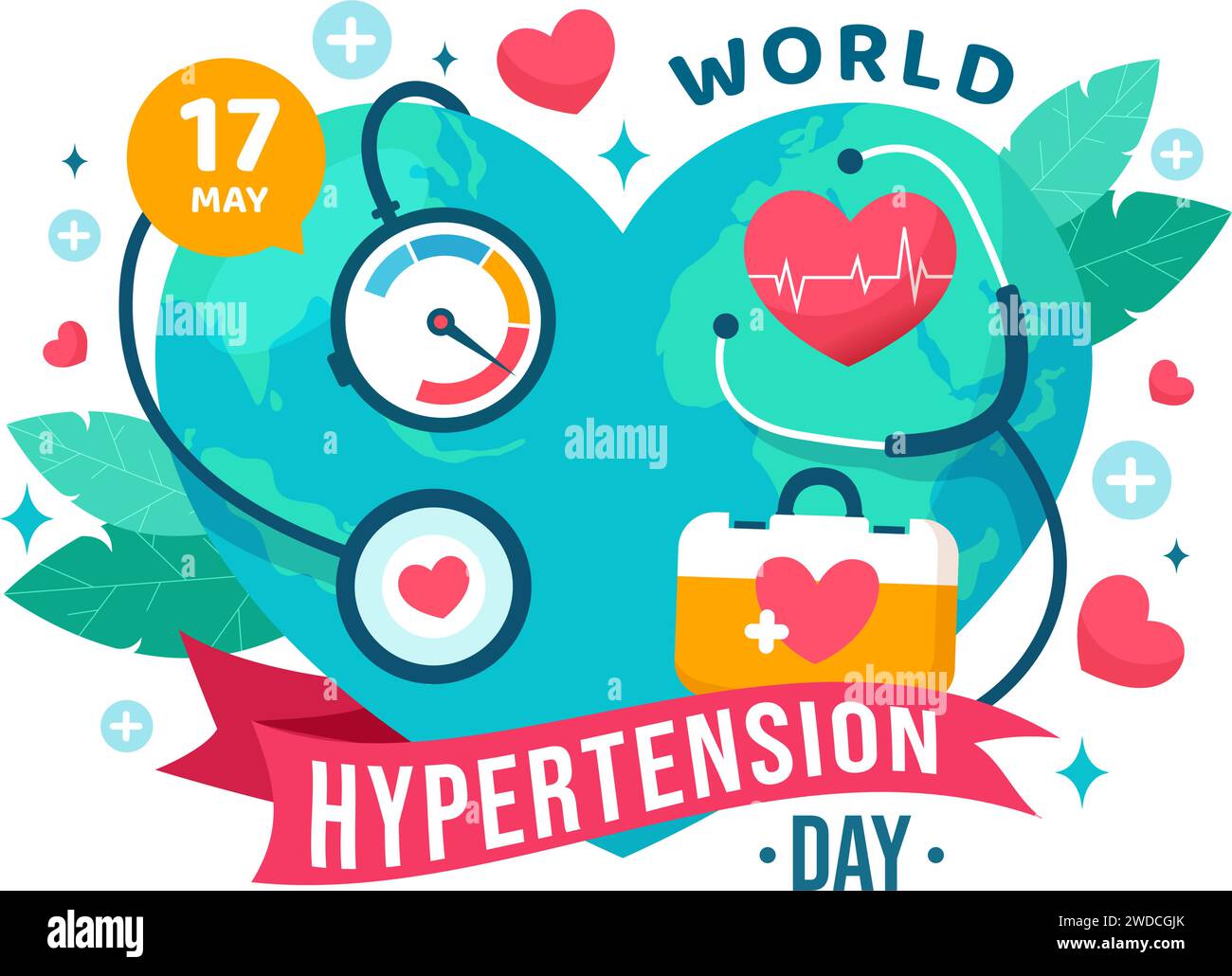 World Hypertension Day Vector Illustration on May 17th with High Blood ...