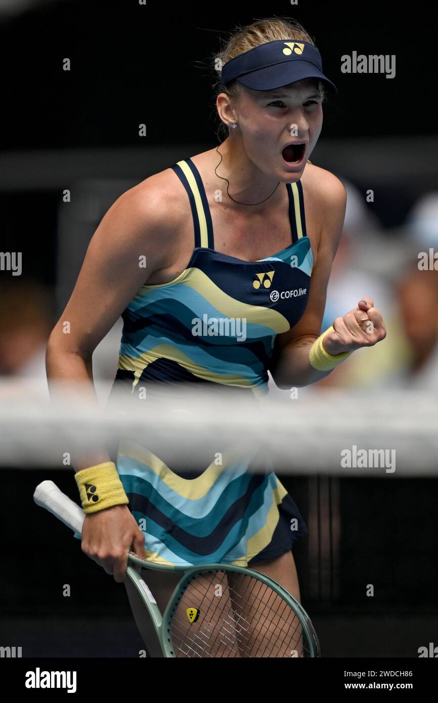 Melbourne, Australia. 20th Jan, 2024. Dayana Yastremska of Ukraine reacts during her round 3 ...