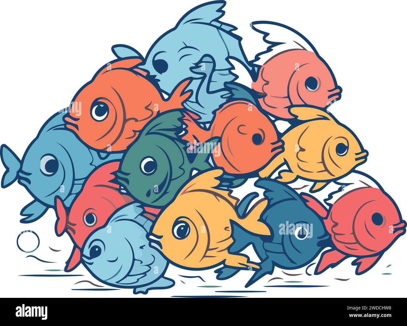 Cartoon fish. Vector illustration of a group of cartoon fish Stock ...