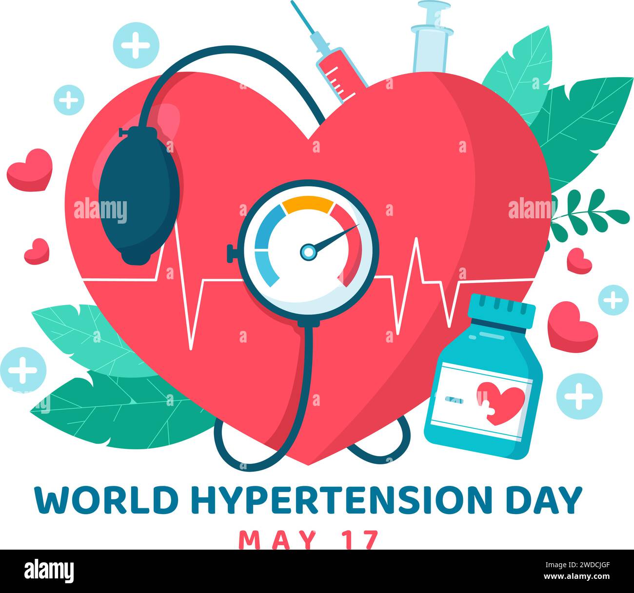 World Hypertension Day Vector Illustration on May 17th with High Blood ...