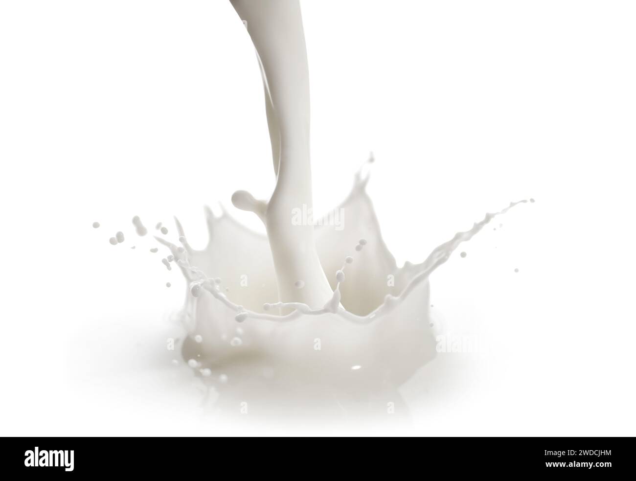 Fresh milk pouring and splashing on white background Stock Photo - Alamy