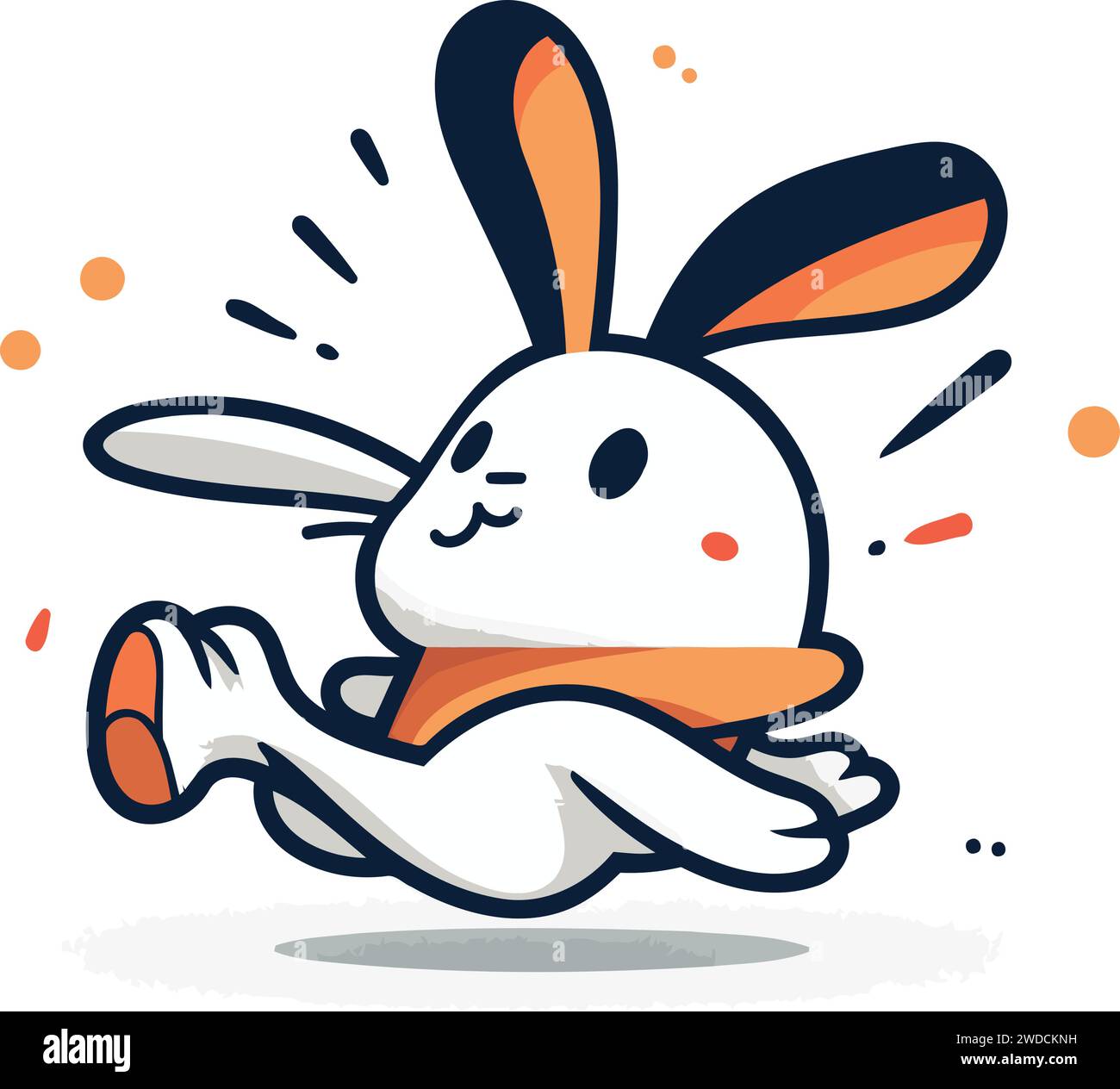 Rabbit running vector illustration. Cute cartoon bunny character ...