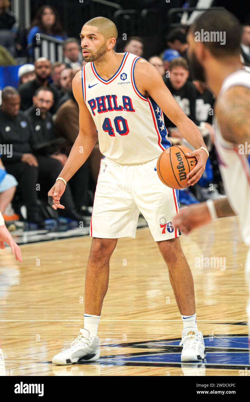 Orlando, Florida, USA, January 19, 2024, Philadelphia 76ers forward Nicolas Batum #40 at the ...
