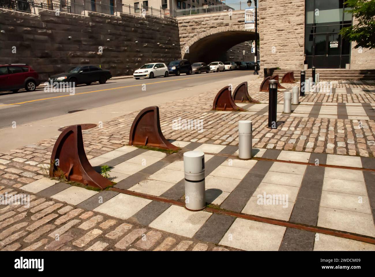 Buffer stops at Dalhousie Park in downtown Montreal, Quebec, Canada ...