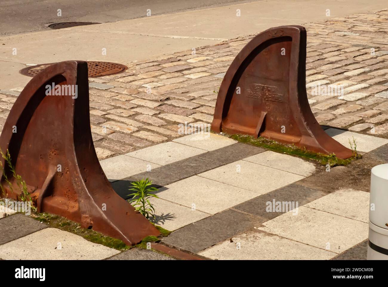 Buffer stops at Dalhousie Park in downtown Montreal, Quebec, Canada ...