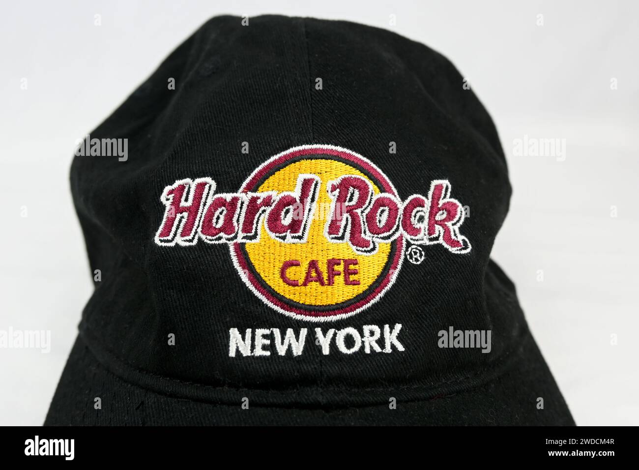Hard Rock Cafe New York logo on a black hat – Wales, UK – 9 January ...