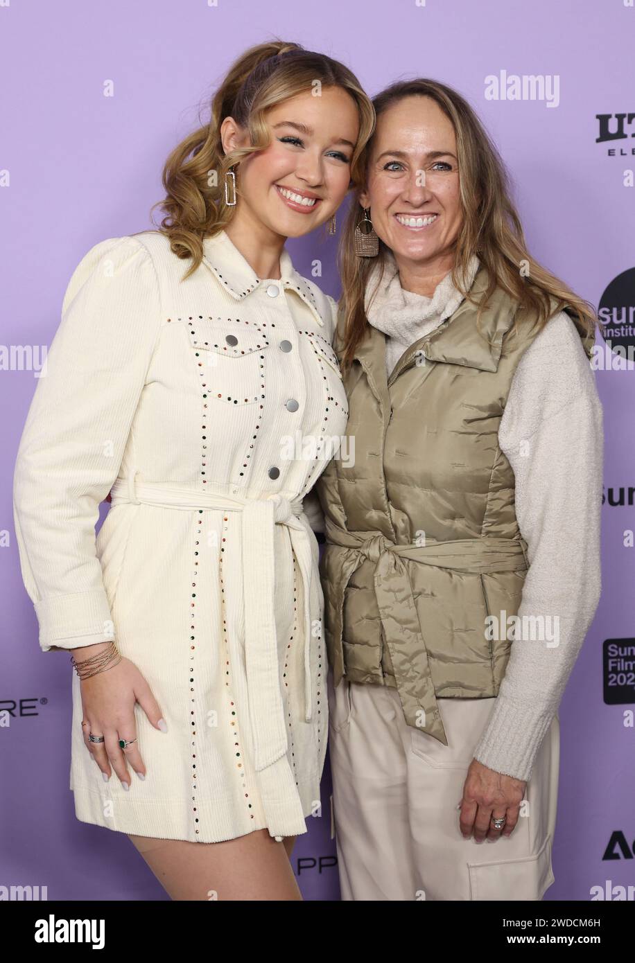 Park City, USA. 18th Jan, 2024. Brooke Taylor and mother arriving to the “Girls State” premiere ...