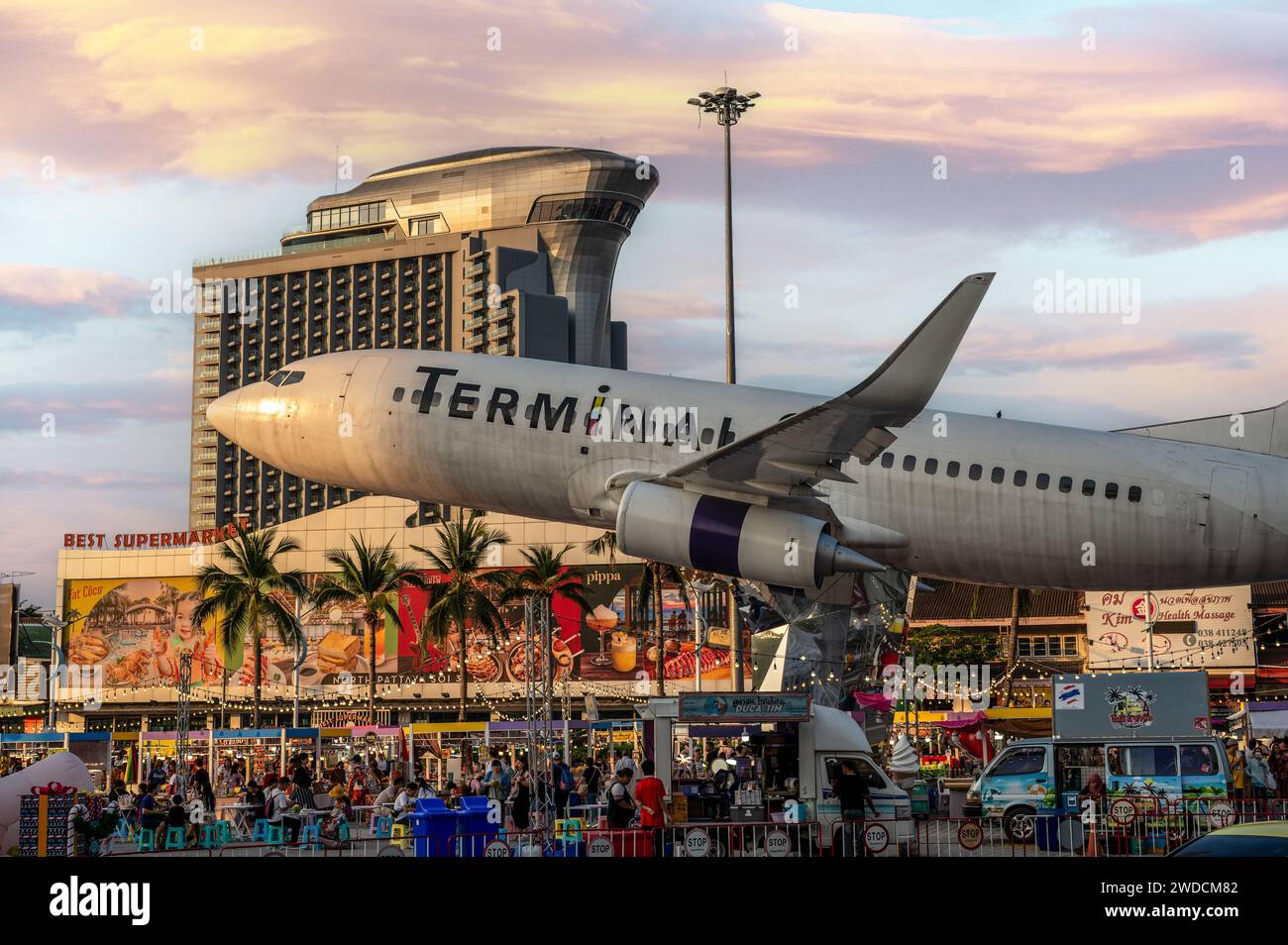 Pattaya, Thailand - December 15, 2023: airplane installed near Terminal ...