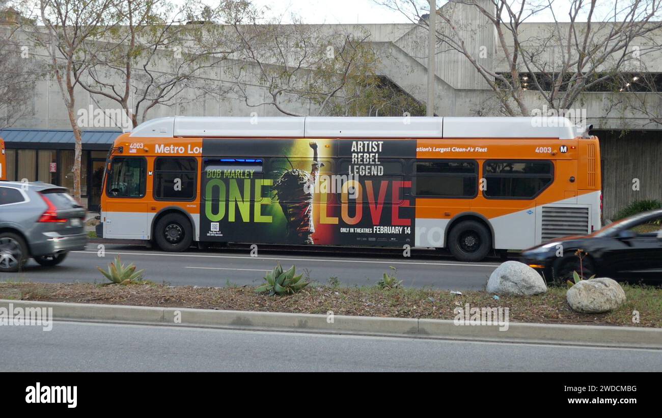 Los Angeles, California, USA 19th January 2024 Bob Marley One Love Bus ...