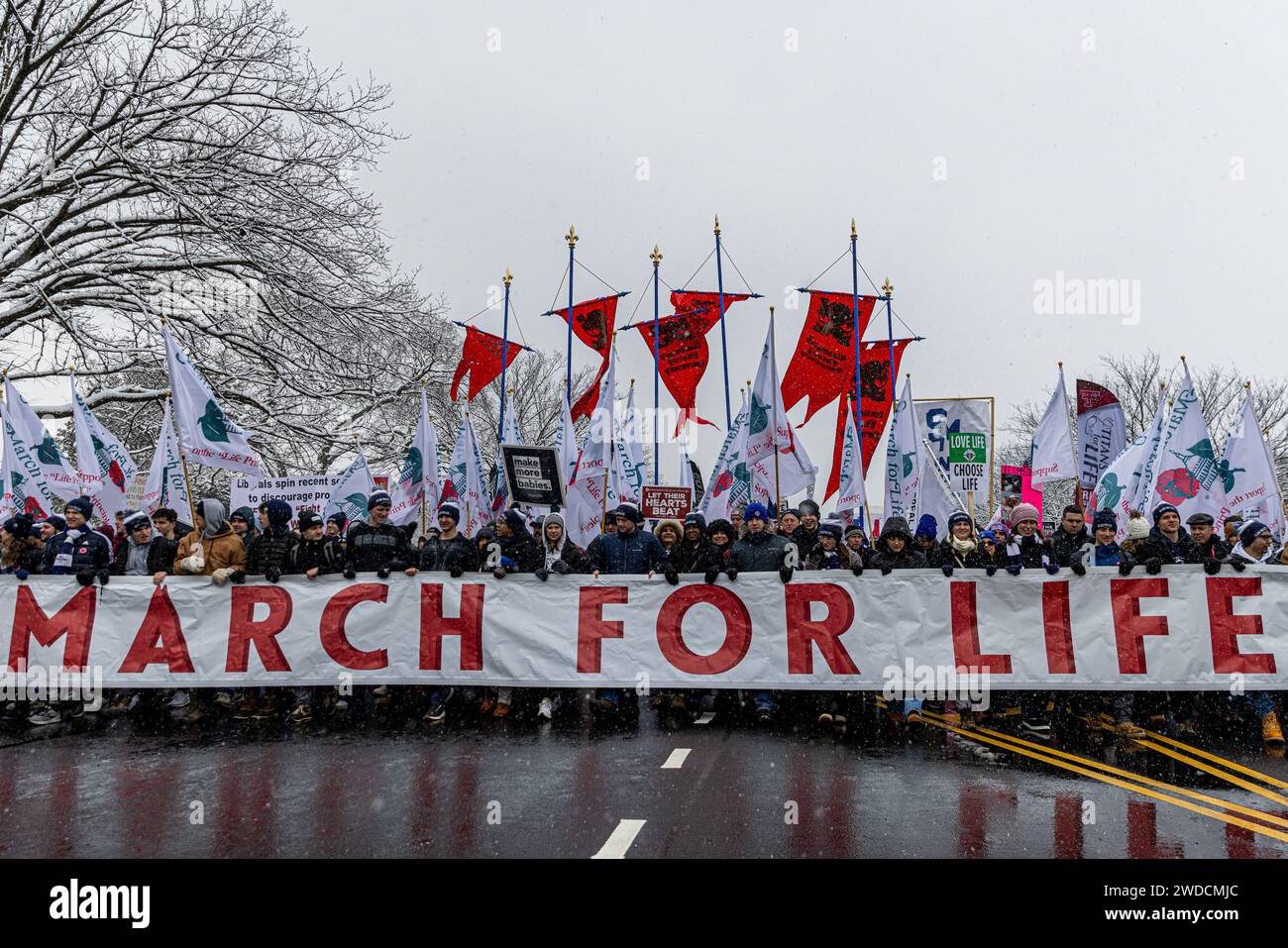 Washington, USA. 19th Jan, 2024. Demonstrators make their way towards ...