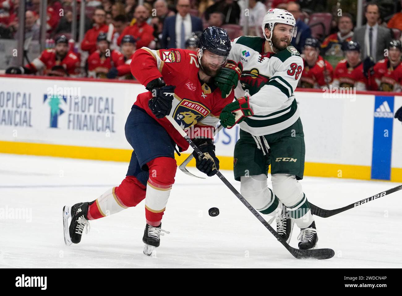 Florida Panthers left wing Jonah Gadjovich (12) and Minnesota Wild ...