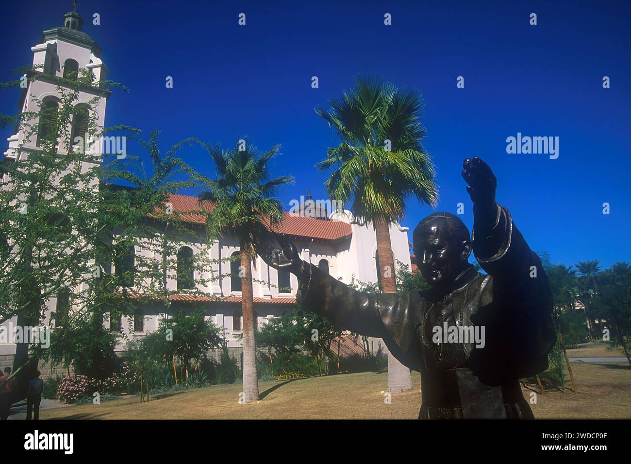 Bronze statue of Pope John Paul II, St Mary's Basilica, Tucson, Arizona ...