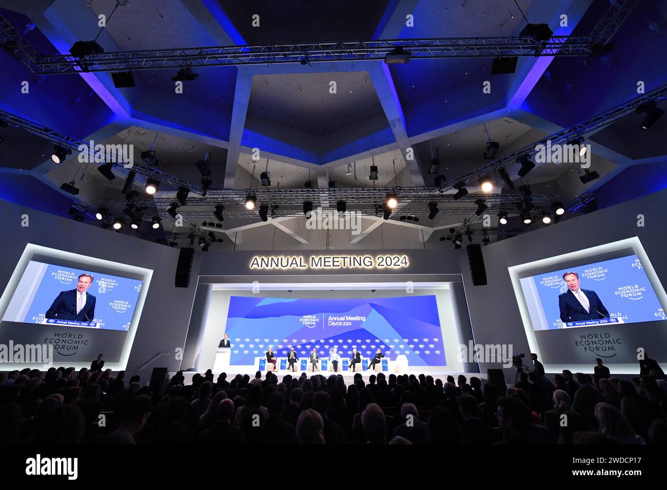 Davos, Switzerland. 19th Jan, 2024. WEF President Borge Brende delivers ...