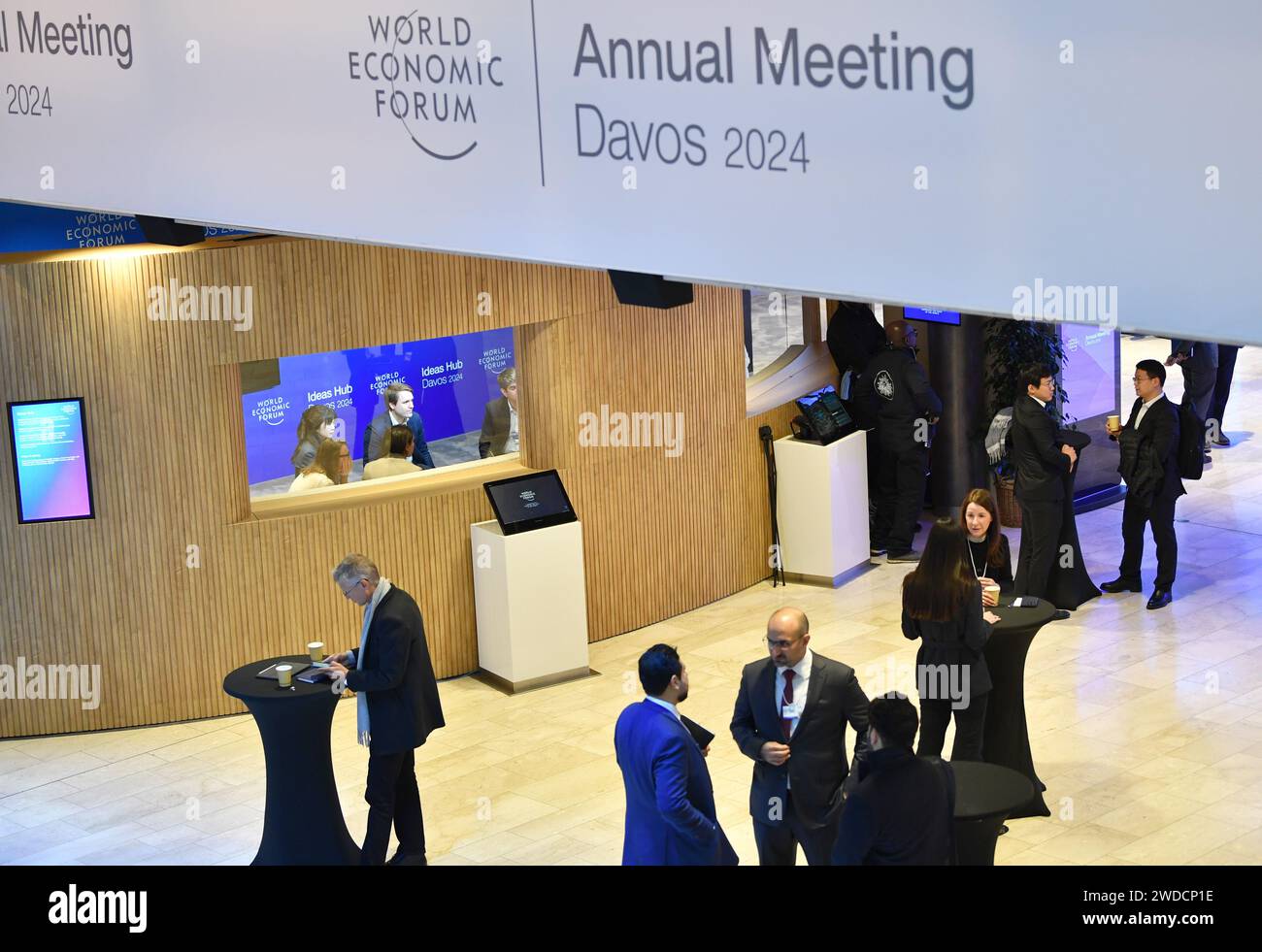 Davos, Switzerland. 19th Jan, 2024. Participants are seen during the ...