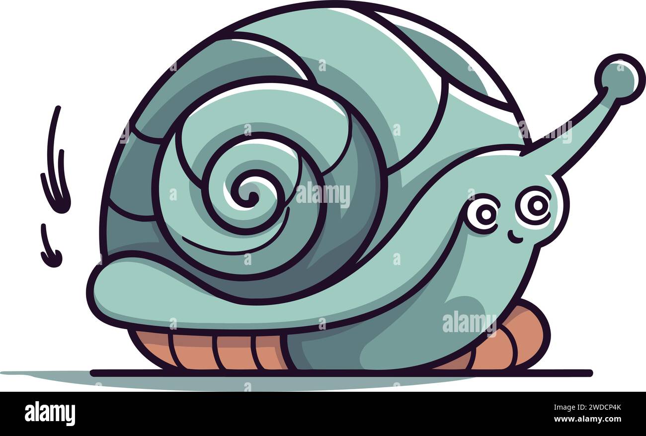 Cartoon snail isolated on white background. Vector illustration in flat ...