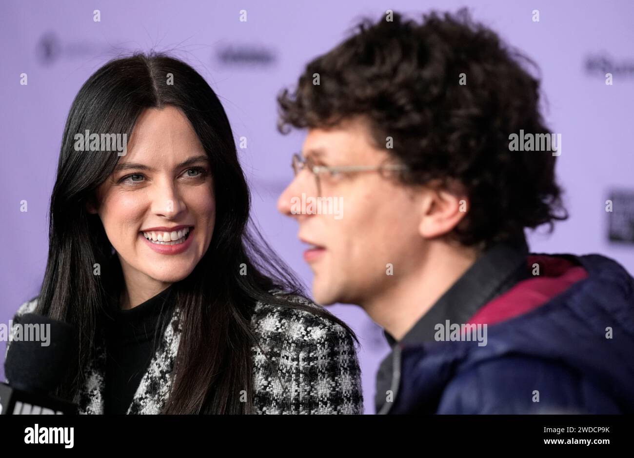 Riley Keough, left, and Jesse Eisenberg, cast members in "Sasquatch ...