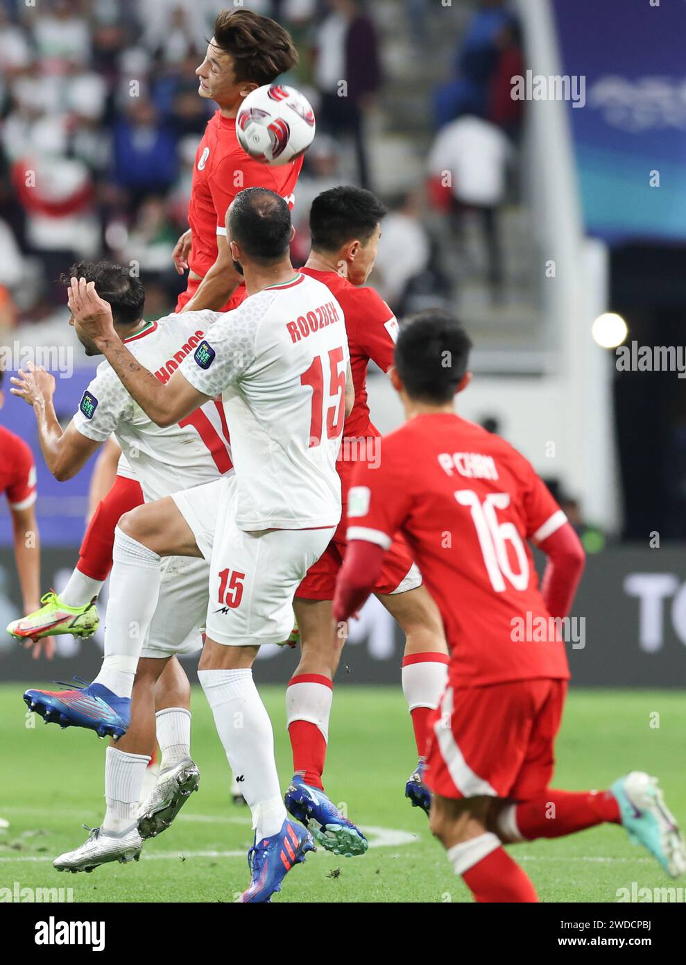 Doha, Qatar. 19th Jan, 2024. Matt Orr (top) of China's Hong Kong jumps ...