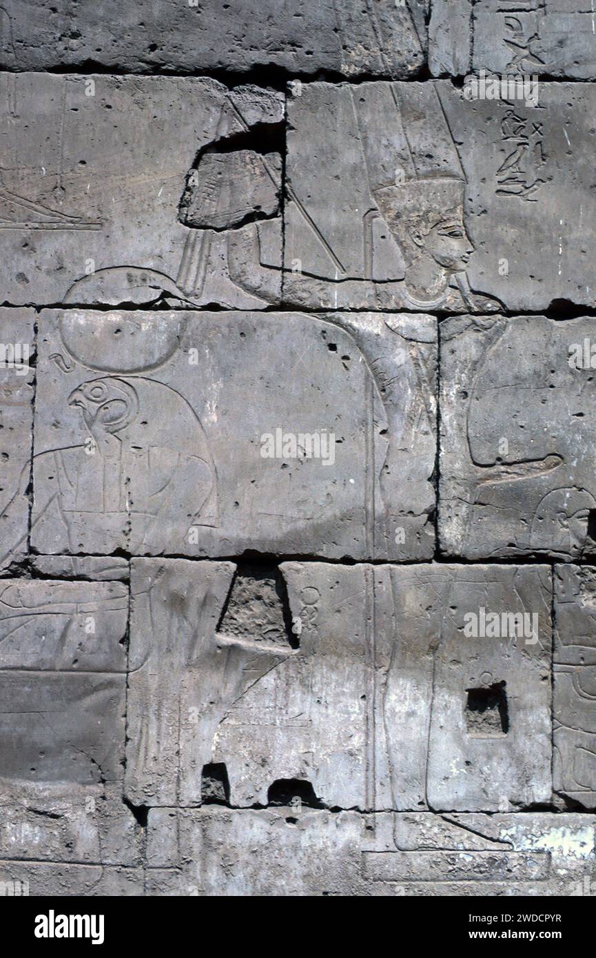 Min, deity of fertility and harvest, portrayed with an erection, with ...