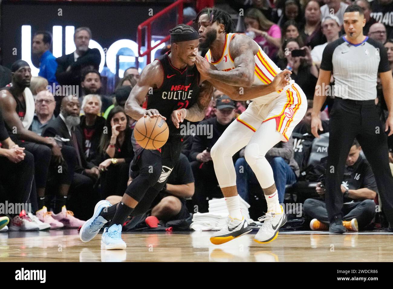 Atlanta Hawks forward Saddiq Bey (41) defends Miami Heat forward Jimmy ...