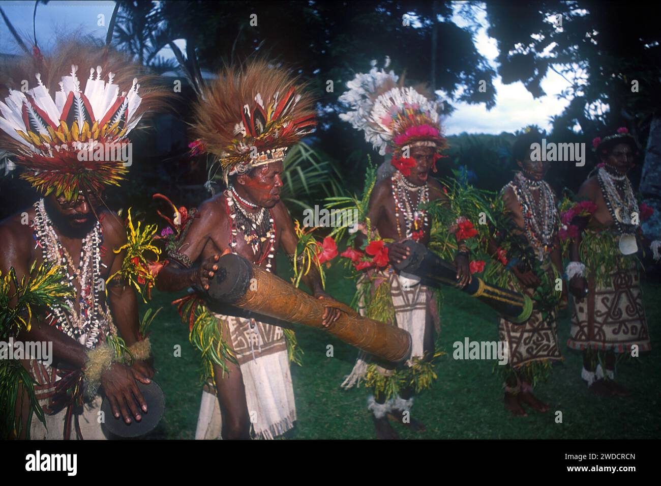 Musicians in traditional dress, taken in 2003, Tufi, Cape Nelson, Oro ...