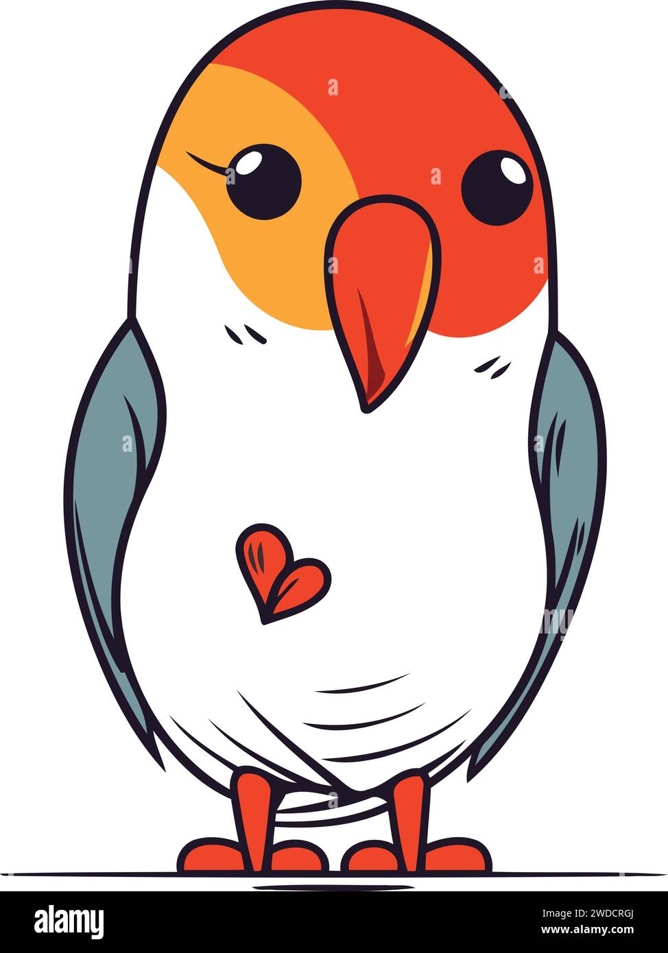 Cute parrot with heart in its beak. Vector illustration Stock Vector ...