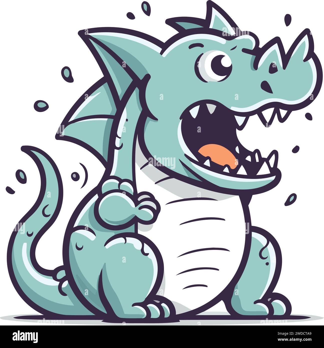 Funny cartoon dragon. Vector illustration isolated on a white ...