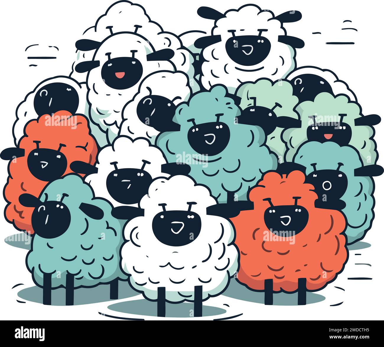 Funny cute sheeps. Vector illustration of cartoon sheeps Stock Vector ...