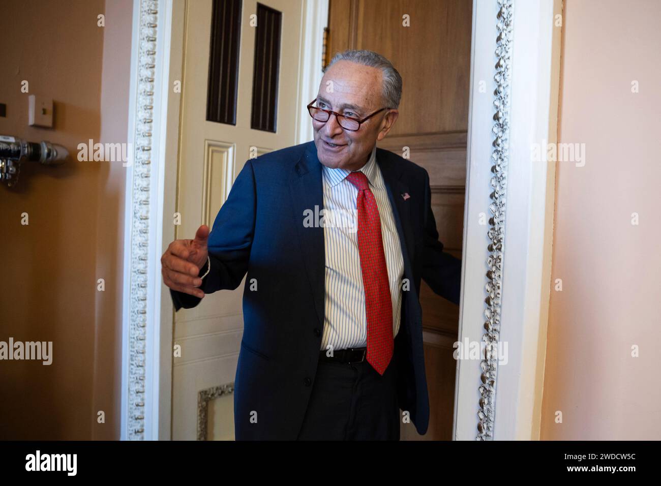 Senate Majority Leader Chuck Schumer (D-N.Y.) arrives for a Senate ...