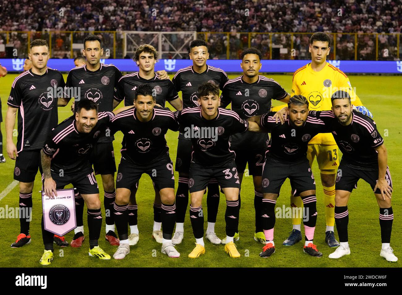 Inter Miami starting players pose for a team photo prior to a friendly ...